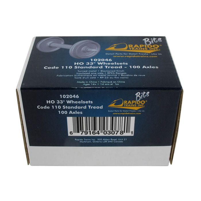 Rapido Bits: HO scale 33" Wheelsets Code 110 x100 - Rapido Trains Inc.