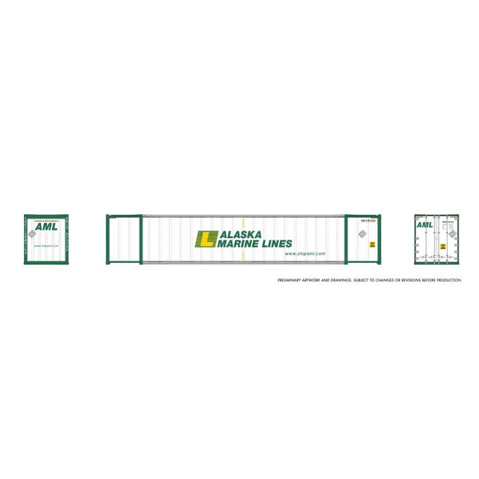 HO 53' high-cube Container (2-pack): Alaska Marine - Rapido Trains Inc.