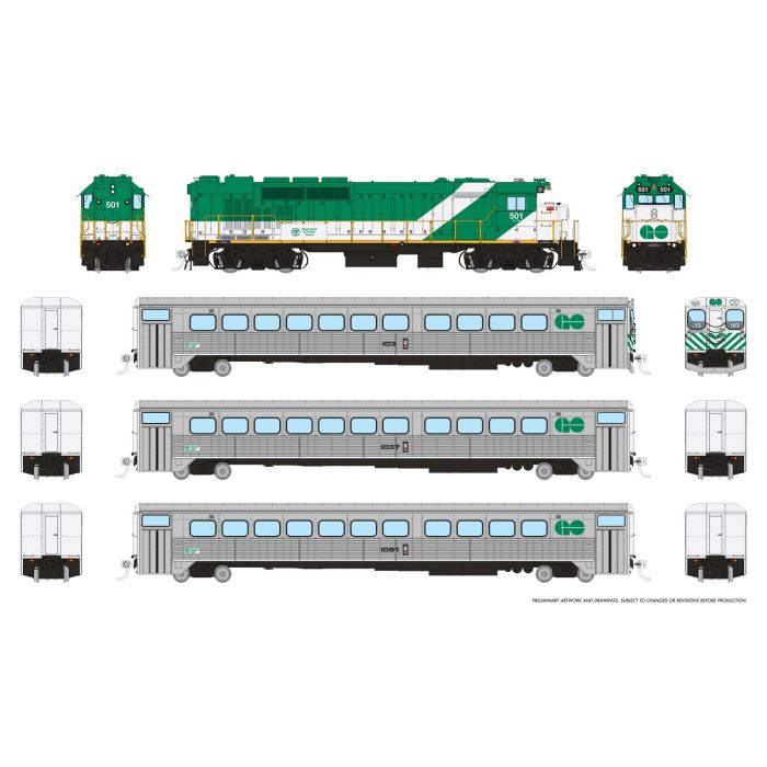 HO GO Transit Set (DC/DCC/Sound): Late Green Set #1 (Loco: 501 Cab: 103 ...